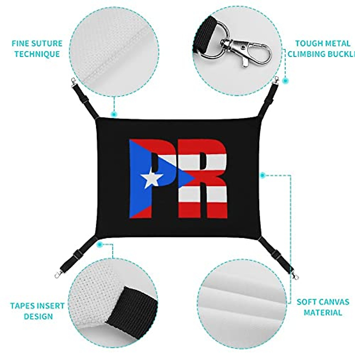 Puerto Rican Flag Pet Hammock Comfortable Adjustable Hanging Bed for Small Animals Dogs Cats Hamster