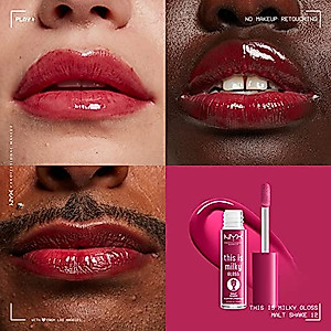 NYX PROFESSIONAL MAKEUP This Is Milky Gloss, Lip Gloss with 12 Hour Hydration, Vegan - Malt Shake (Warm Red)