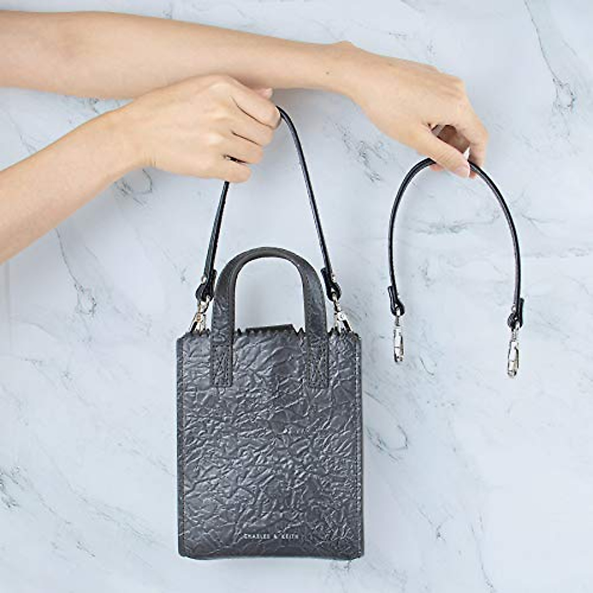 AUEAR, Replacement Handles Bag Purses Straps Black Handbag Strap for Handmade Bag Straw Bag (15.9 Inches, Style B, 2 Pack)