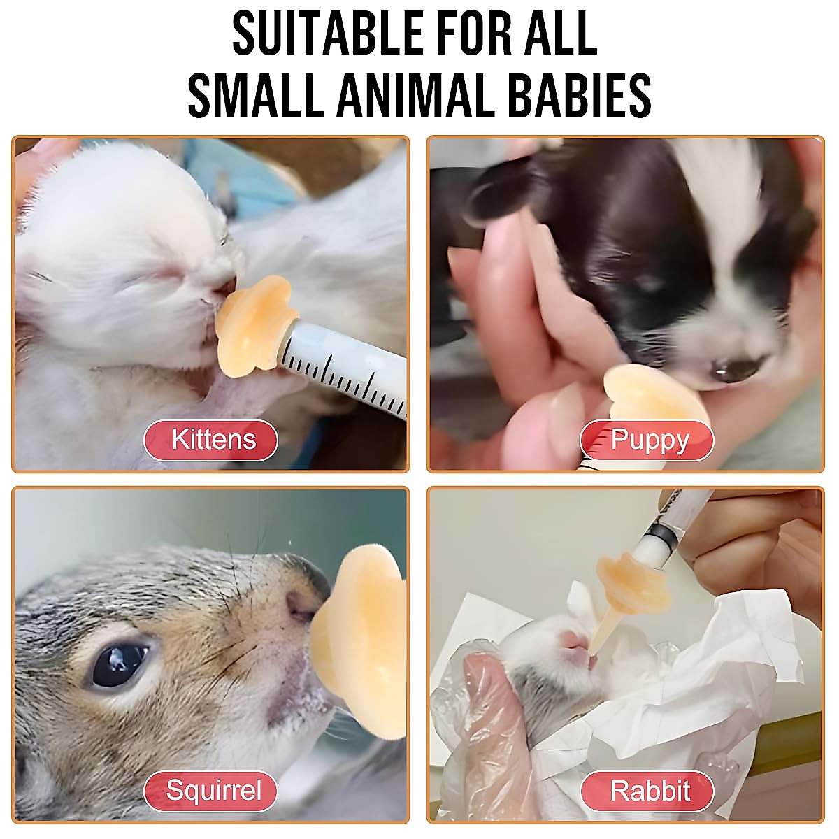 CZTNNZK Silicone Material Kitten Nipples for Nursing, Reusable Kitten Syringe for Feeding,Silicone Pacifier Suitable for Kittens, Puppies and Wild Animals. (Small)