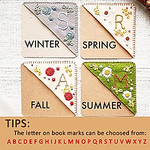 Personalized Hand Embroidered Corner Bookmarks, 26 Letter Felt Triangle Bookmarks, Book Corner Bookmarks, Bookmarks for Book Lovers (K, Summer)