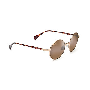 Maui Jim Mokupuni Round Sunglasses, Gold/Hcl Bronze Polarized, Medium