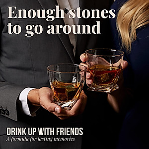 Mixology & Craft Whiskey Stones - Cube-Shaped Granite Chilling Whiskey Rocks Set of 6, Whiskey Gifts for Men and Christmas Stocking Stuffers - Dark Granite