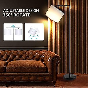 Yang Hong Yu Floor lamp,Stepless Brightness &4 Color Temperature Modern Standing Shade Led Floor Lamp with Remote & Rotary Switch Control Classic Standing Lamp for Living Room and Bedroom (Black)