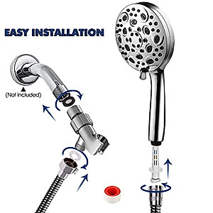 Lemnislife Handheld Shower Head with Filter, High Pressure 8 Spray Settings + 2 Power Jet Modes Detachable Shower Heads with 59" Stainless Steel Hose, Filtered Shower Head for Hard Water Soften