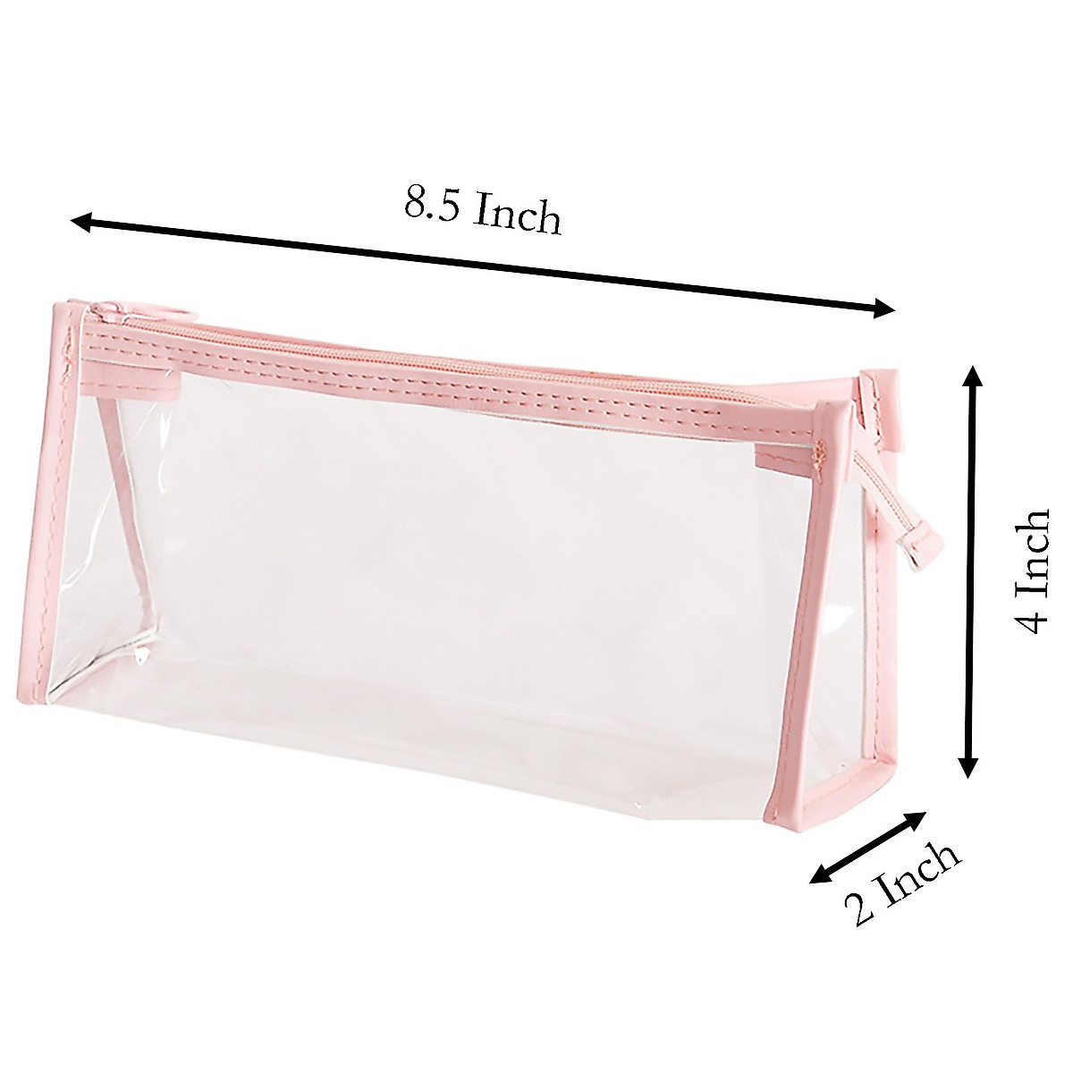 YIKANGHENG 2 Pcs Pen and Pencil Box, 8.5 Inch x 4 Inch x 2 Inch PVC Transparent Soft Pencil Bag for Pen and Marker Storage and Holiday Gifts (Pink)