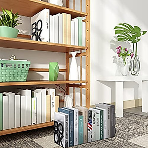 Metal Decor Bookends for Shelves, Cute Book Stopper Ends for Bookshelf Bookcase Holder Organizer for Kids Adult, Spiral Sketchbook, Scrapbook, CD DVD in Home Office Library(4 Pack)