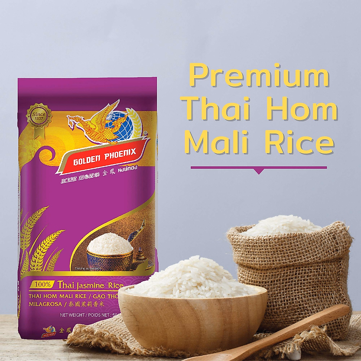 Golden Phoenix Pure Jasmine Rice (100% Thai Jasmine), 10 Pound