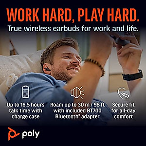 Poly Voyager Free 60+ UC True Wireless Earbuds (Plantronics) – Noise-Canceling Mics for Clear Calls – ANC – Smart Charge Case w/Touch Controls–Works w/iPhone,Android,PC/Mac,Zoom,Teams–Amazon Exclusive
