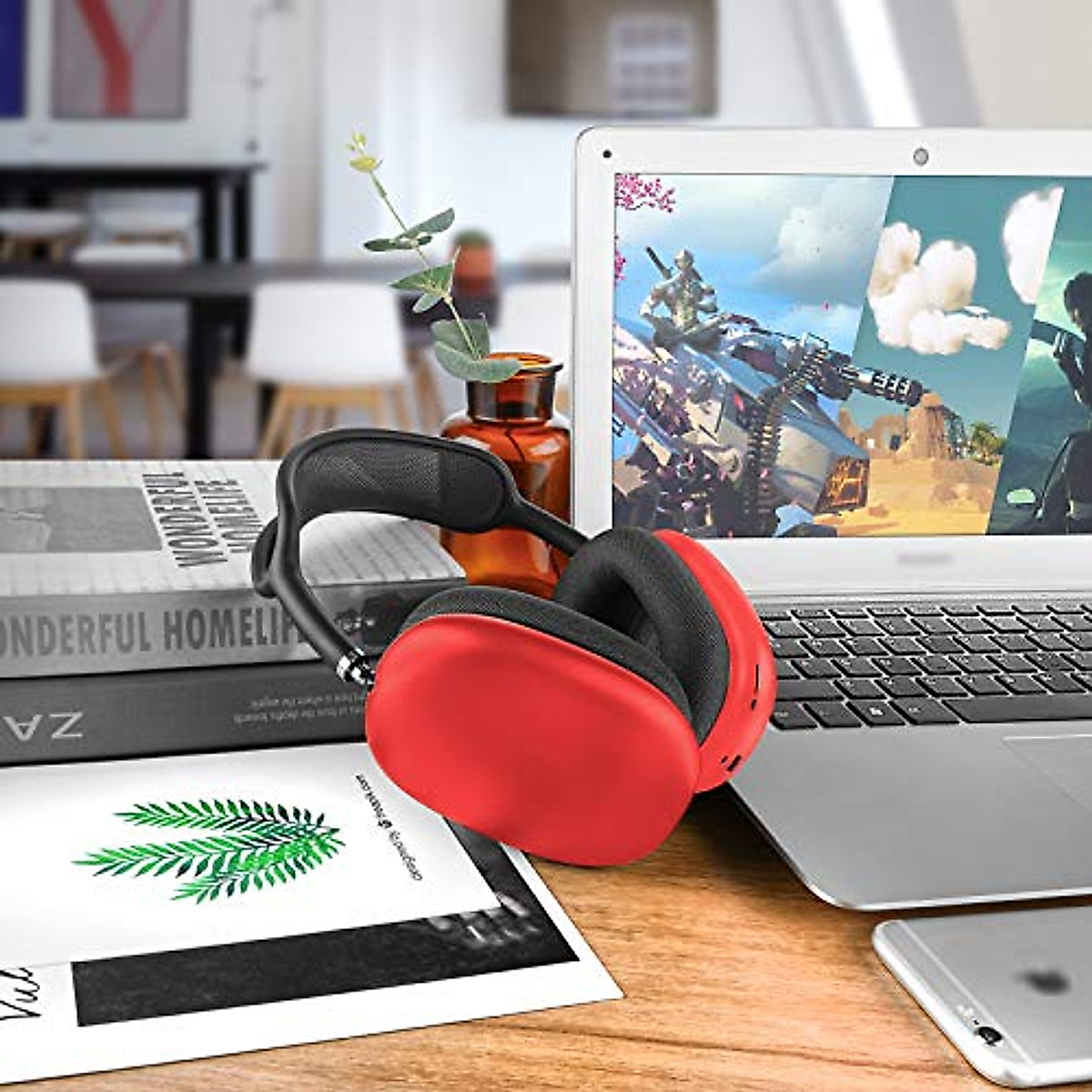 Geekria Silicone Skin Cover for AirPod Max Headphones, Scratch Protection Case/Earpieces Cover/Headset Speakers Skin Protector (Red)