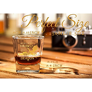 Onebttl Dragon Gifts, Dragon Whiskey Glass for Men, Dragon Lover Gifts, Always Be Yourself Unless You Can Be A Dragon, Gifts for Boyfriend, Coworker, Friends, Son (8.5oz/245ml)