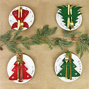 Christmas Silverware Sleeves Bag Holder Pockets Cutlery Pouch Wraps Bag Spoon Tableware Flatware Dinnerware Bag 11 Pcs