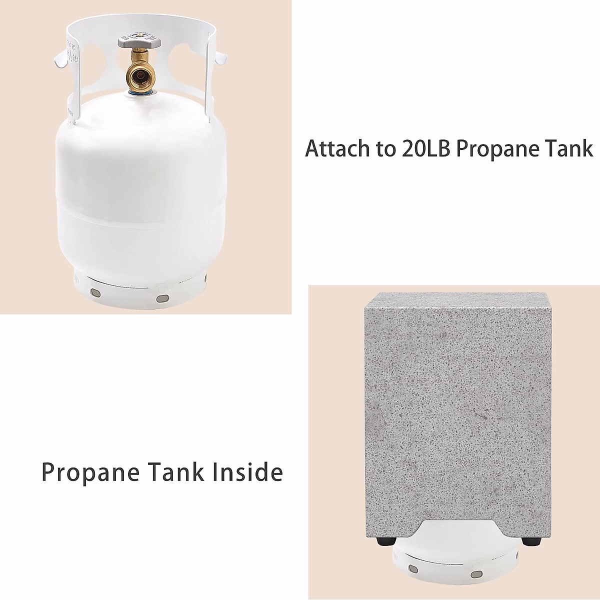 Essential Lounger Propane Tank Cover Table 16 Inch, 20 Propane Tank Holder Propane Tank Hideaway Table for Fire Pit, Concrete Gas Tank Hideaway Storage Table with Waterproof Cover - Gray