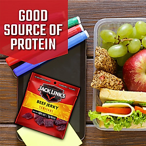 Jack Link's Beef Jerky, Teriyaki, Multipack Bags - Flavorful Meat Snack for Lunches, Ready to Eat - 7g of Protein, Made with Premium Beef, No Added MSG - 0.625 oz (Pack of 20)