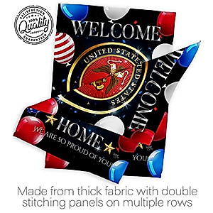 Welcome Home Marine Corp House Flag - Pack Armed Forces Corps USMC Semper Fi United State American Military Veteran Retire Official USA Applique - Banner Small Garden Yard Gift Double-Sided 28 X 40