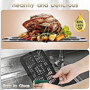 nutrifryer Air Fryer, 4Quart Air Fryer with Grill and Recipe Instructions, Small and Compact Design, 50Pcs Custom Parchment Paper Liners, Non-Stick Basket, 1400W, White