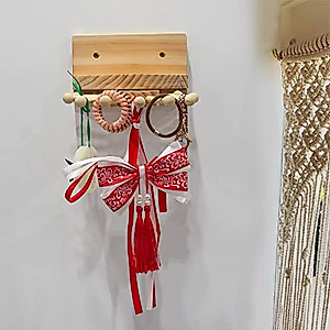Tie Rack Wall Hanging, Unique Windmill Shape, Made of Handmade Pine Wood, with 12 Individual Belt Racks, Perfect for Placing Necklaces, Masks, Bow Ties, Keys.