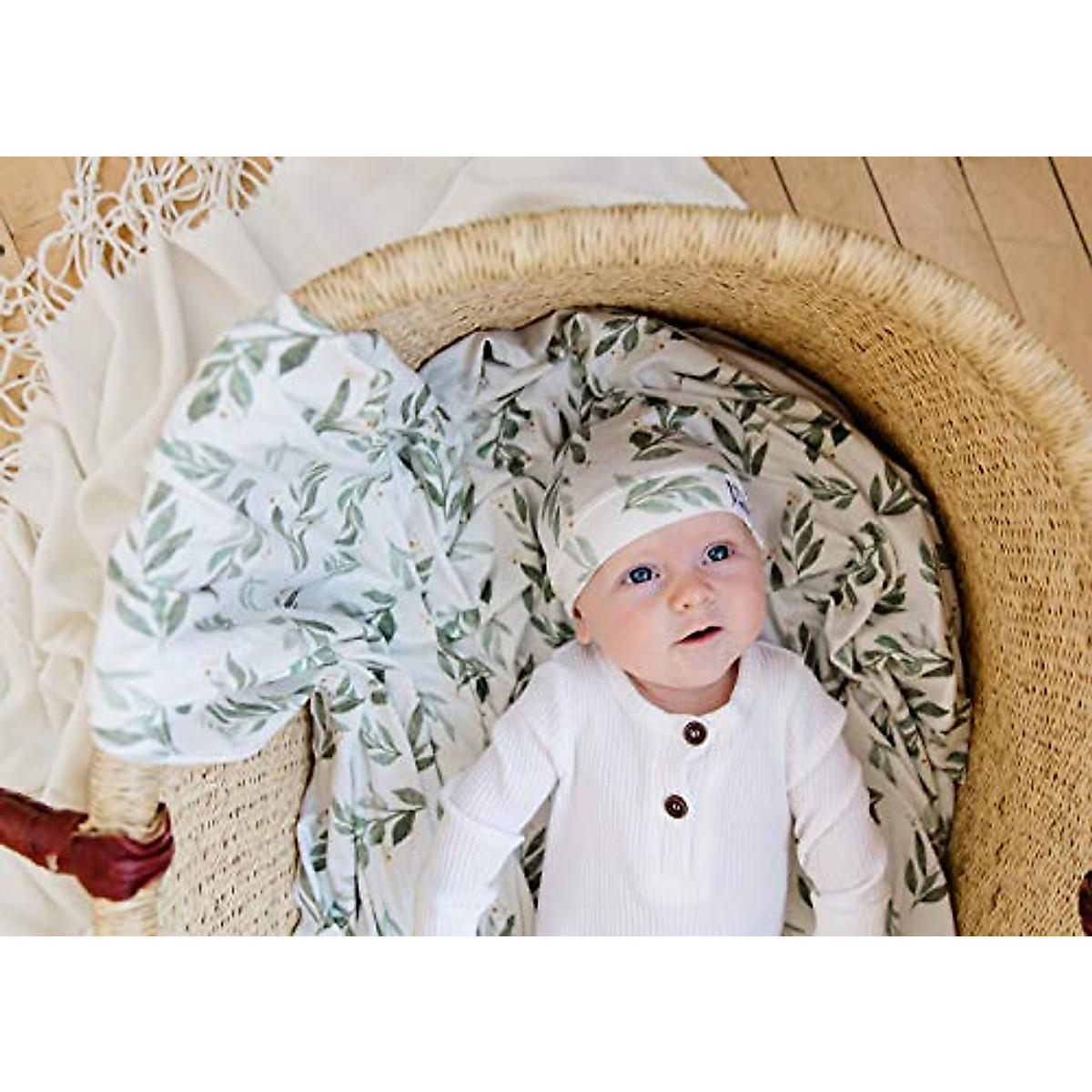 Large Premium Knit Baby Swaddle Receiving Blanket"Fern" by Copper Pearl