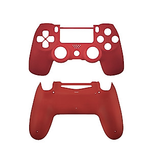 Ambertown Replacement Full Housing Shell Case Cover with Buttons Mod Kit for PS4 Pro Slim for Sony Playstation 4 Dualshock 4 PS4 Slim Pro Wireless Controller - Red