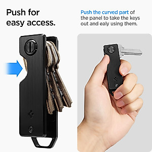 Spigen Life Metal Fit Key Chain Key Holder Metallic Key Organizer Minimalist Compact Keyholder with Key Ring - Black