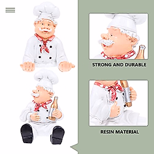 French Chef Figurine Wall Hook: Decorative Wall Mount Rack Hook Hanger 2Pcs Bakery Chef Statue Fat Chef Wall Art Decor for Kitchen Restaurant Bathroom
