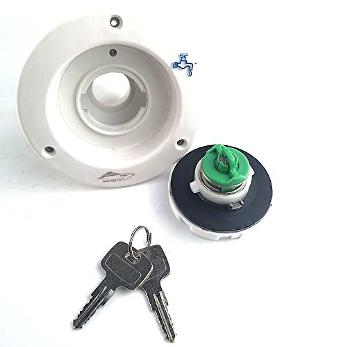 kuayi RV Fresh Water Locking Cap Spring and Seal Ring Design with Inlet Gravity Fresh Water Filling Hatch for Camping Trailer Gravity RV (White)