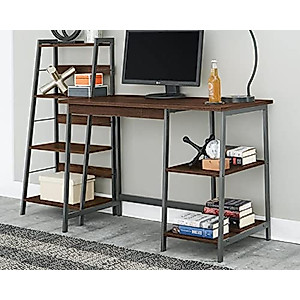 Signature Design by Ashley Soho Urban Industrial 43" Home Office Desk with 4 Shelf Bookcase, Dark Brown