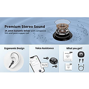 Truee Wireless Earbuds 37H Long Battery Life 5.3 Bluetooth Earbuds Black Wireless Headphones IPX7 Waterproof Ear Buds Fast Charging for Sport Mini Light Stereo Bluetooth Earphones Support iOS Android