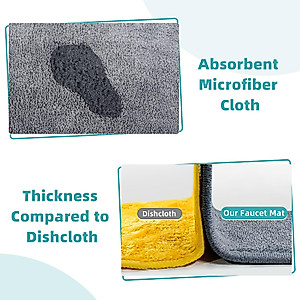 Sink Faucet Mat for Kitchen: PoYang Kitchen Sink Splash Guard Behind Faucet, Kitchen Faucet Absorbent Mat, Faucet Mat for Kitchen Sink, Microfiber Cloth Faucet Mat (4 Pack, 17.7''x4.7'')