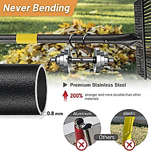 Leaf Rake for Gardening - 18" Wide Garden Rake for Leaves,25 Tines Yard Rakes for Lawns Heavy Duty,36-78" Adjustable Handle for Easy Cleaning,Metal Rake for Shrub,Grass,Detachable for Camping