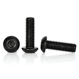 1/4-20 x 3/4" Button Head Socket Cap Screws, Allen Socket Drive, Black Oxide, Alloy Steel Class 10.9, Fully Threaded, Machine Thread, 25 PCS