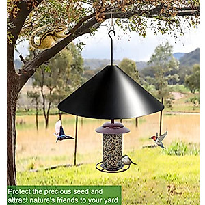 Fandature 19 Inch PP Squirrel Proof Baffle for Protecting Outside Pole Bird Feeders and Bird Houses, Hang Mount Raccoon and Squirrel Guard Stopper for Shepherd Hooks - Black, 1 Pack