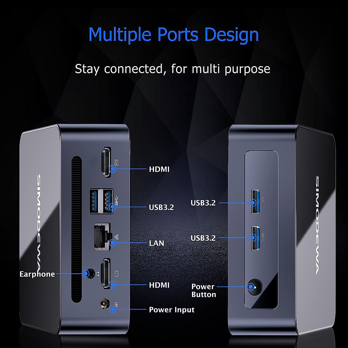 SIMODEWA Mini PC - 12TH Intel Alder Lake - N N95 up to 3.4 GHz, 16GB DDR4/512GB NVMe SSD, Windows 11 Pro, 4K Display Dual HDMI, USB 3.0 * 4, WiFi 5 BT 4.2 for Office and Home Using