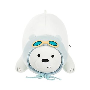 MINISO 15" We Bare Bears Stuffed Animals, Cuddle Lying Plush Ultrasoft Toy Hugging Throw Sleeping Plushies Toy Pillow for Boy Girl Kids Children Toddler Bedding Toys and Christmas(Ice Bear)