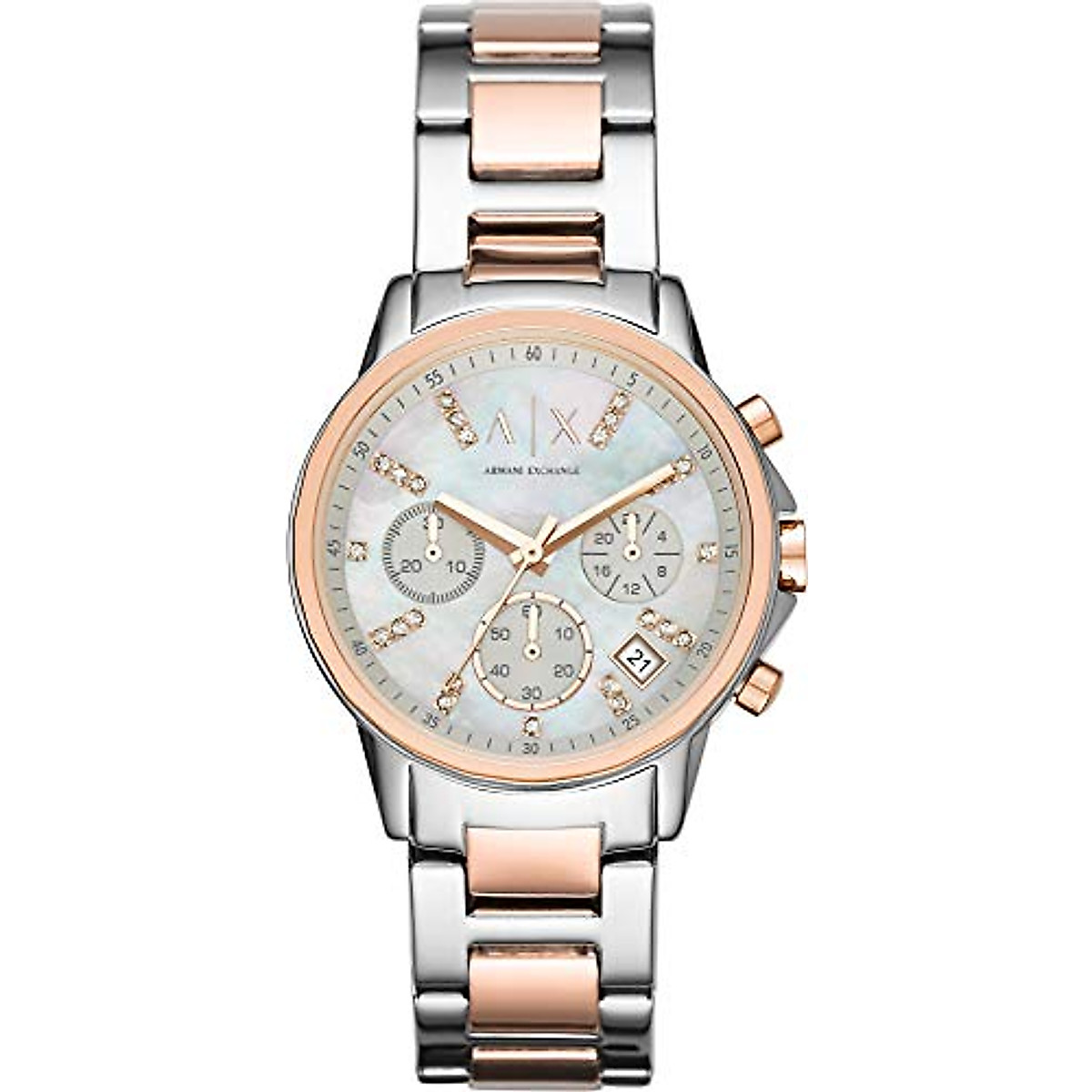 AX ARMANI EXCHANGE Women's Stainless Steel Watch, Color: Two-Tone Rose/Silver (Model: AX4331)