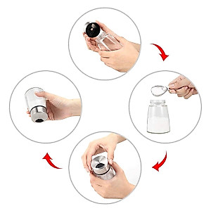 Elegant Salt and Pepper Shakers with Adjustable Pour Holes - Set of 2 - Premium Stainless Steel and Glass - Perfect Spice Dispenser Set for Your Delicious Meals