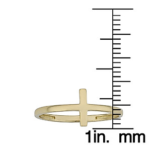 Kooljewelry 10k Yellow Gold High Polish Cross Ring (size 9)