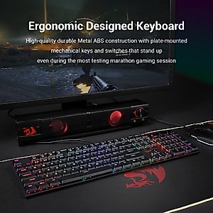 Redragon Mechanical Gaming Keyboard RGB LED Backlit Low Profile Wired Macro 96 Keys Red Switches, for Windows Gaming PC, Black