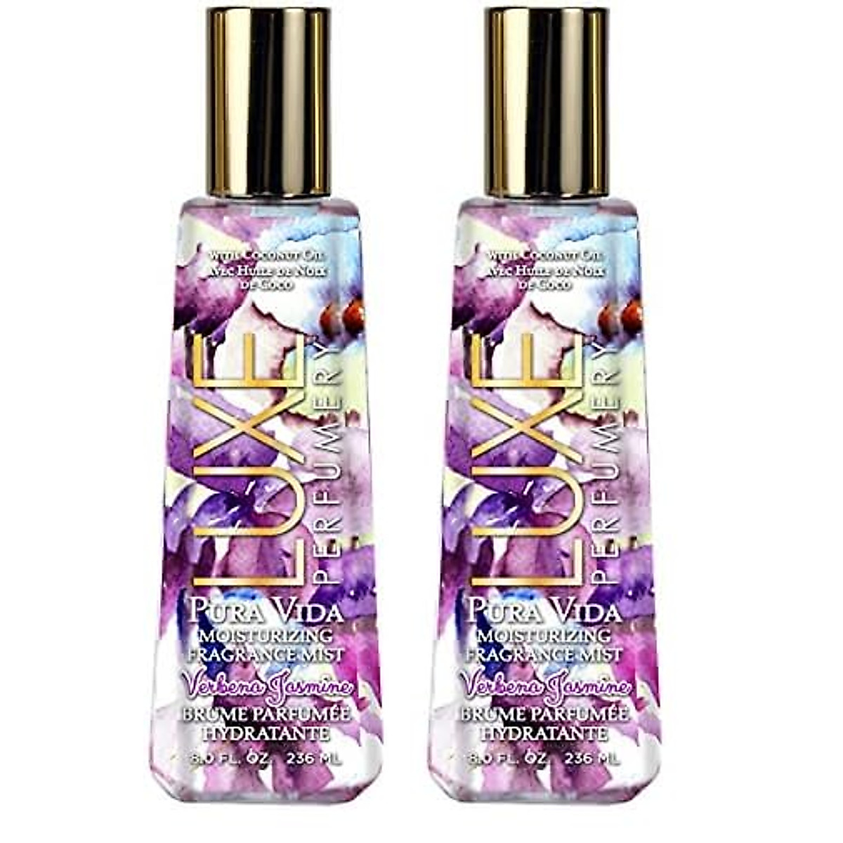 Luxe Perfumery Pura Vida Verbena Jasmine Moisturizing Fragrance Mist, 8 Fl Oz (Pack of 2)