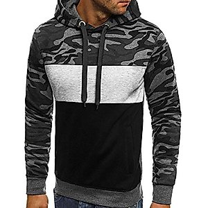 Hoodies for Men Thenlian Mens Camouflage Plus Size Pullover Long Sleeve Hooded Sweatshirt Tops Blouse(Dark Gray, L)