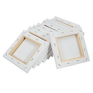 10 Pack Canvas Panels 6" x 6" Square 15CM 100% Cotton White Blank Stretched Canvas Boards for Painting Craft Drawing Small Acrylics Canvas Art Board Acrylic Oil Paint DIY Kids Children Adults
