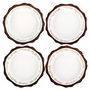 Cedilis 4 Pack Ceramic Mini Pie Pans, 6 inch Pot Pies Pan with Fluted Rims, 10oz Small Pie Dish for Baking Individual Quiche, Tarts, Fruit Pies, Microwave and Dishwasher Safe, 4 Color