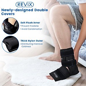 REVIX XL Ankle Ice Pack Wrap for Swelling and Cold Pack Foot Pain Relief, Heel Ice Pack for Injuries Reusable Gel, Ankle Ice Wrap for Plantar Fasciitis, Achilles Tendonitis, Sprained Ankles, Black