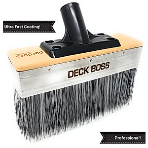 Deck Stain Brush Applicator - Deck BOSS by Perdura - 7 inch Paint Brush - Stain Seal and Paint for Floor and Fence - Brush Tool for Water and Oil Based Coatings on Wood and Concrete Rough or Smooth