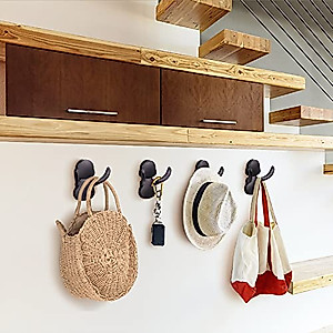 Black Wall Hooks Decorative Coat Hook Wall Mounted Heavy Duty Towel Hook Hardware Robe Hooks Zinc Alloy Double Hooks Single Hook for Hanging Clothes Unique Modern Hooks for Bathroom 3 Pack