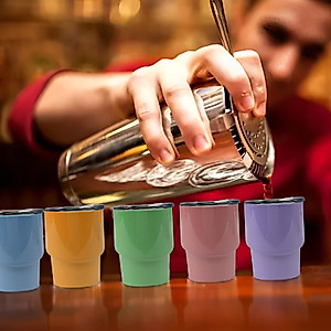RivieraCup 3 oz Mini Tumbler Shot Glass with Lids and Straw, Stainless Steel Sublimation Tumblers Double Wall Vacuum Insulated Cups,Bar Shot Glasses for Party,Wedding,6 Pack (3 oz / 12 pcs - E)