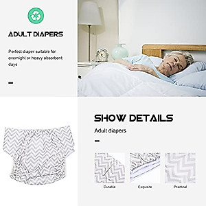 DOITOOL Adult Diapers Pañales Desechables Adult Diaper Washable Cloth Diaper Incontinence Diaper Washable Briefs Anti Leak Reusable Diaper for Women Men Grey Pañales para Adultos Mens Briefs