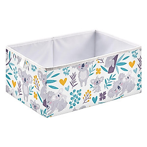 Emelivor Cute Koala Rectangle Storage Bins Fabric Storage Cube Large Foldable Storage Baskets Cloth Box Containers for Shelves Closet Living Room Cloth Decorative,16 x 11inch