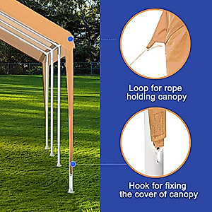 MARVOWARE 10x20 Car Canopy Replacement Carport Tarp Cover with Fabric Pole Skirts Ball Bungees for Tent Top Garage Boat Shelter(Only Tarp Cover) Carpas para Carros(Sólo Hule)
