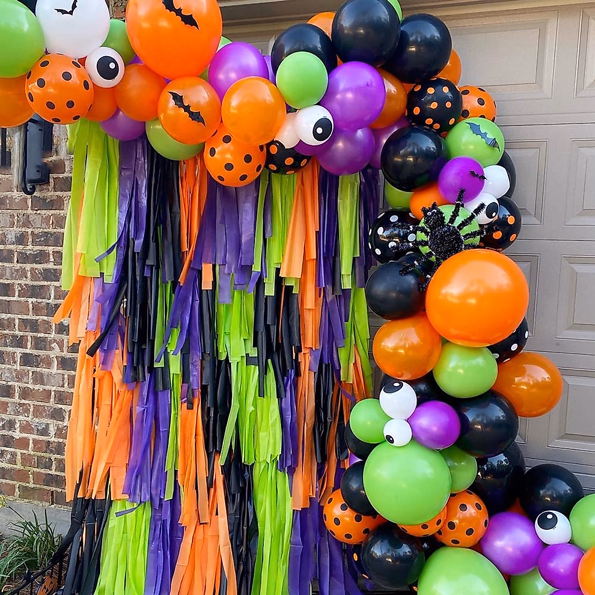 151PCS Halloween Balloon Arch Garland Kit, Black Orange Green Purple Balloons with Mylar Pumpkin Bat Ghost BOO Foil Balloon for Kids Home Halloween Background Birthday Party Decorations Supplies